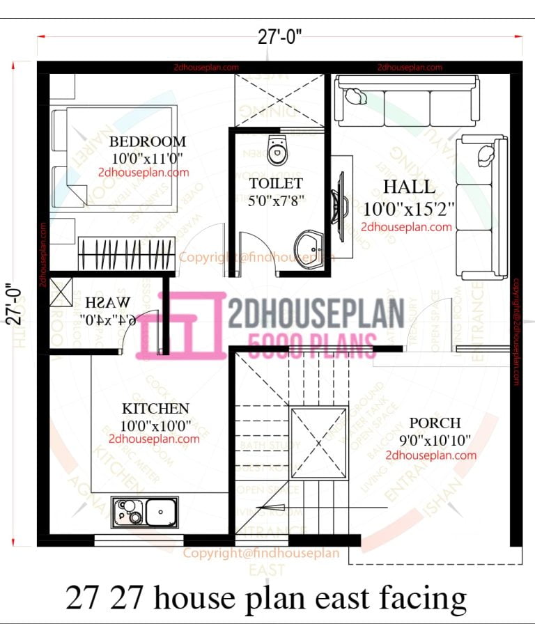 27 27 house plan east facing | 1bhk 2bhk house plan as per vastu