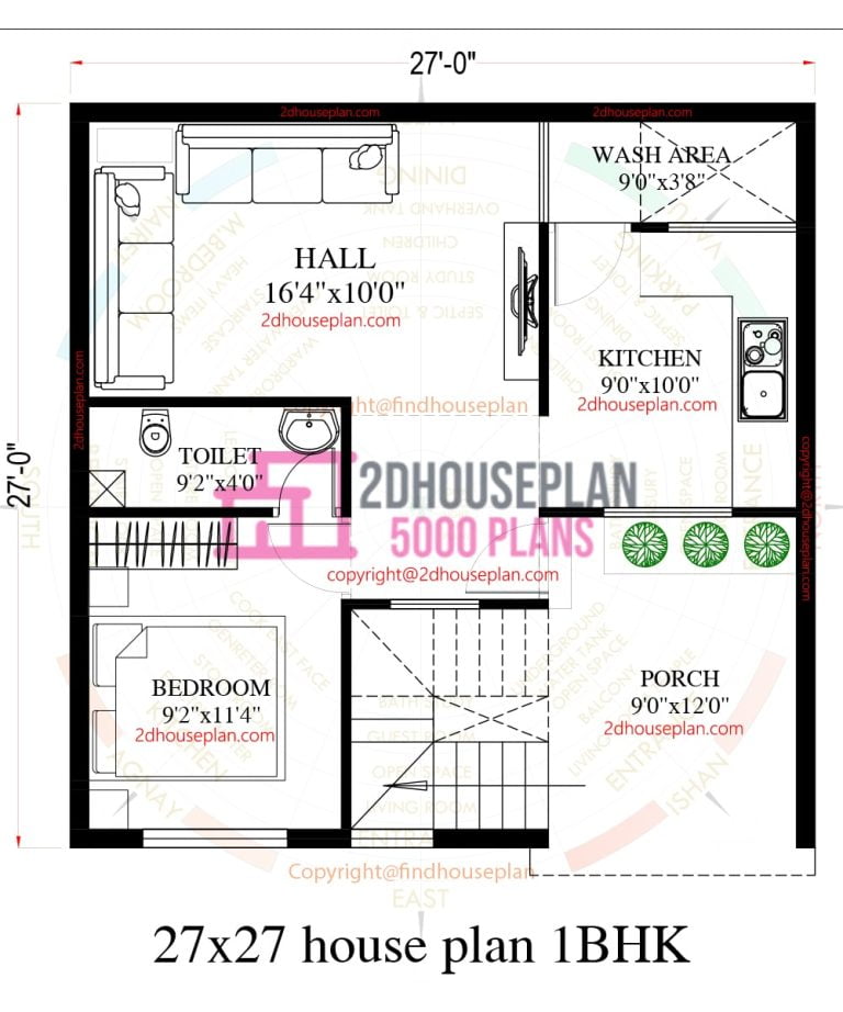 27 27 house plan east facing | 1bhk 2bhk house plan as per vastu