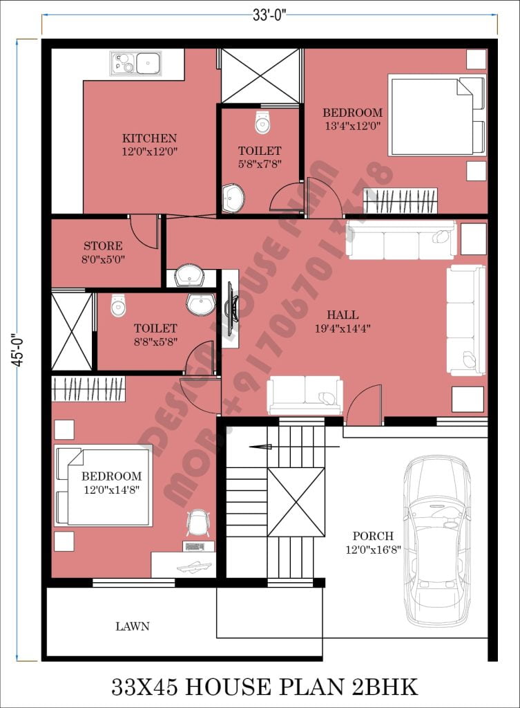 33 45 house plan west facing | Design House Plan