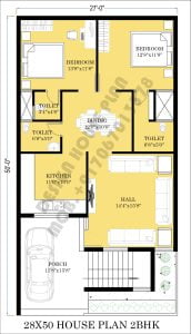 27x50 house plan with 2 bedrooms | Design House Plan