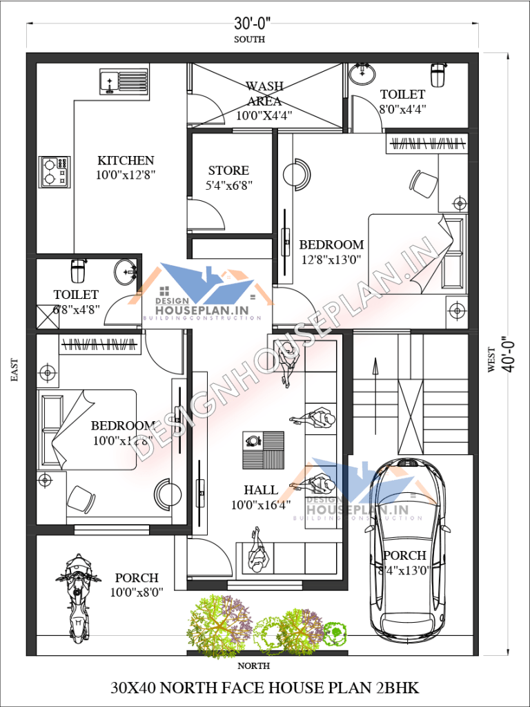 30x40 north facing house plans 2bhk 3bhk house map with vastu