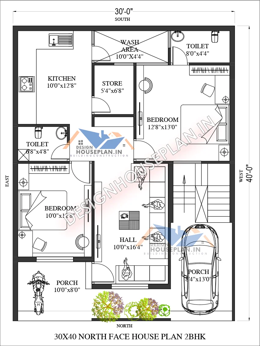 30x40 north facing house plans 2bhk 3bhk house map with vastu