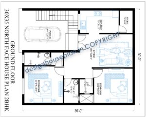 30x35 House Plan: 1050 Sqft 2 Bedroom House Plans