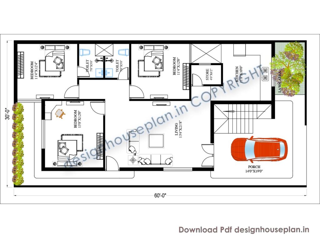 30 feet by 60 feet 1800 sq ft house plans 3 bedroom