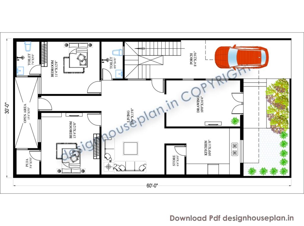 30 feet by 60 feet 1800 sq ft house plans 3 bedroom